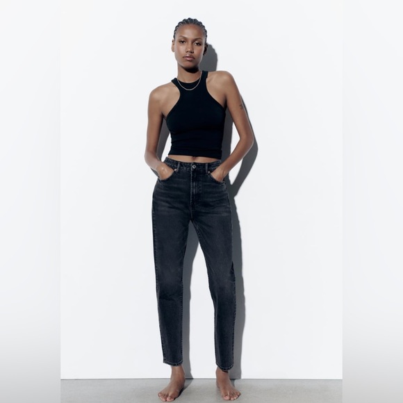 Zara | Jeans | Zara Trf High Rise Mom Fit Stretch Jeans | Poshmark